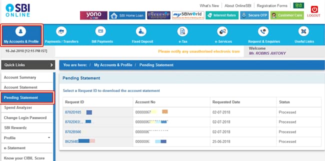 Bank statement SBI [2024] | Download SBI account Statement online