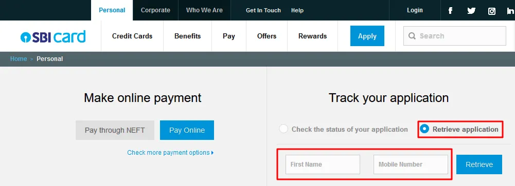SBI Credit card Status checking | sbi credit card Track