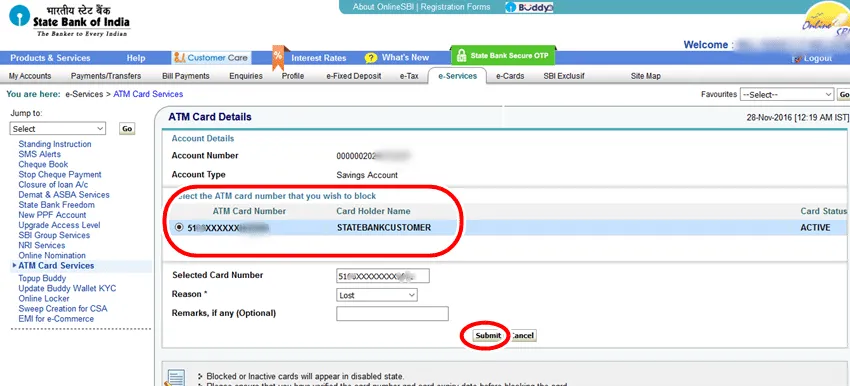 How to Block SBI ATM Card Offline through Phone Call, SMS